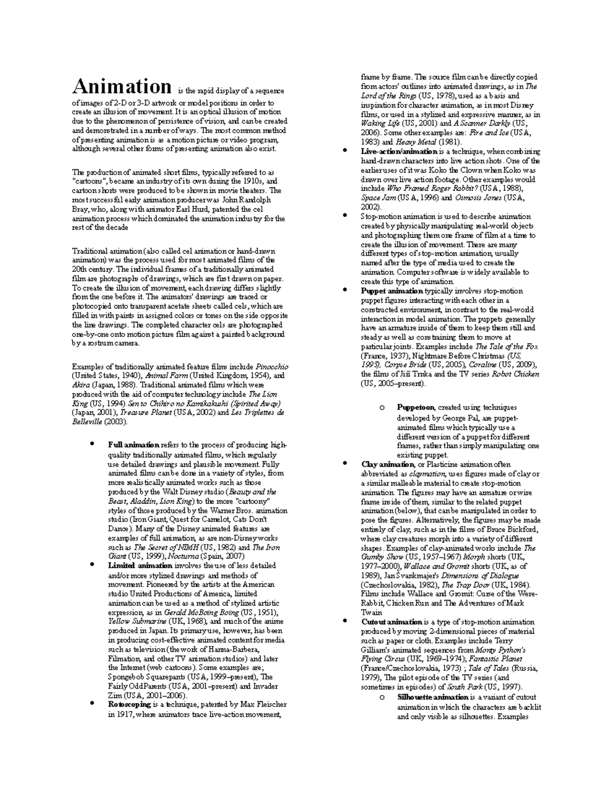 Animation - tipos de animacion - Animation is the rapid display of a ...