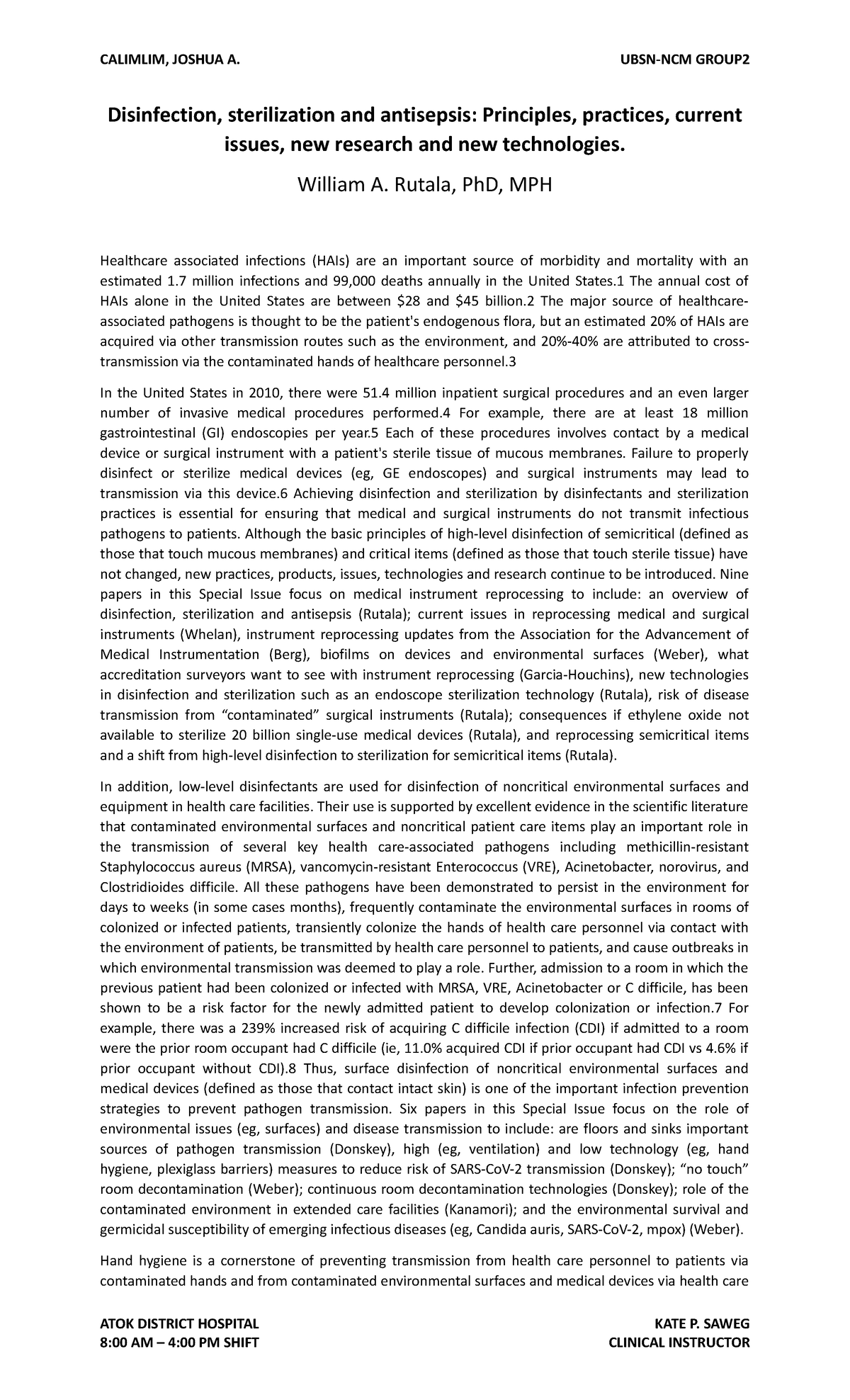 Journal Sharing about Medical updates & Issues - CALIMLIM, JOSHUA A ...