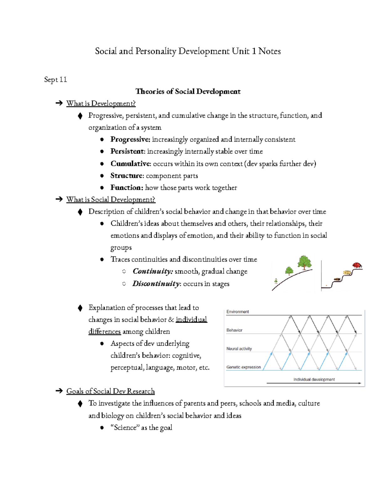 CPSY 4331 Notes - Social and Personality Development Unit 1 Notes Sept ...