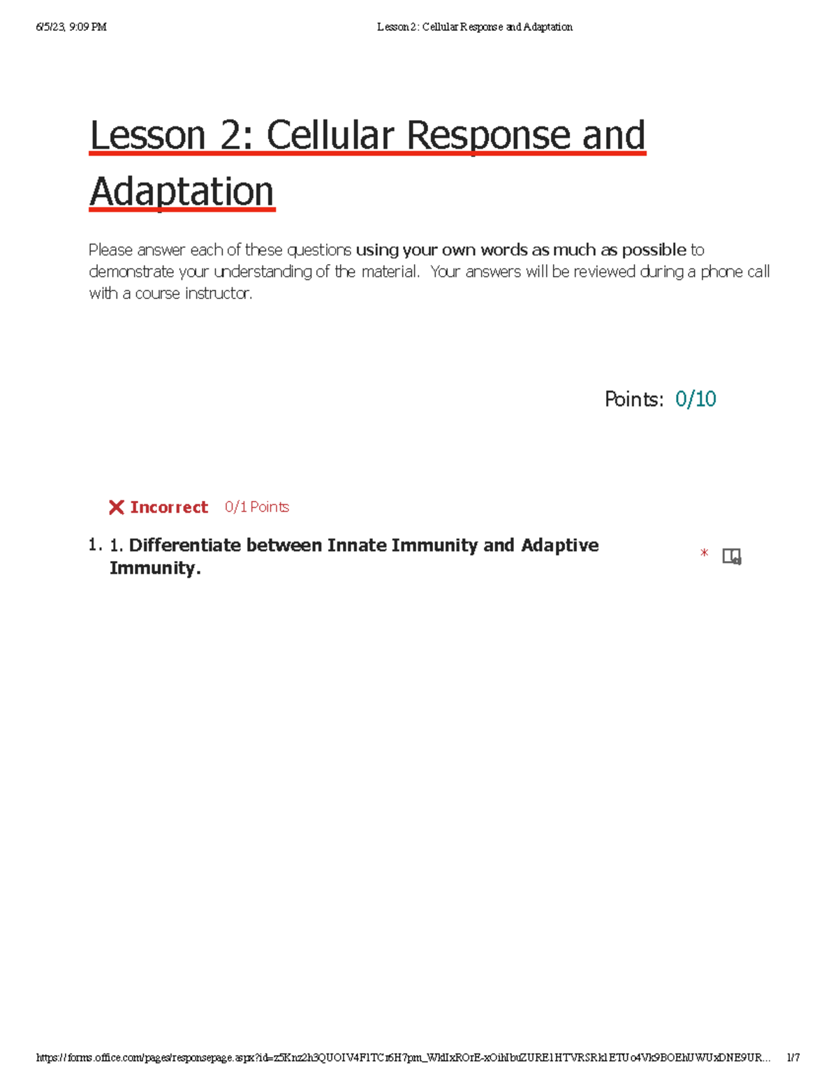 Lesson 2 Cellular Response and Adaptation copy - Lesson 2: Cellular ...