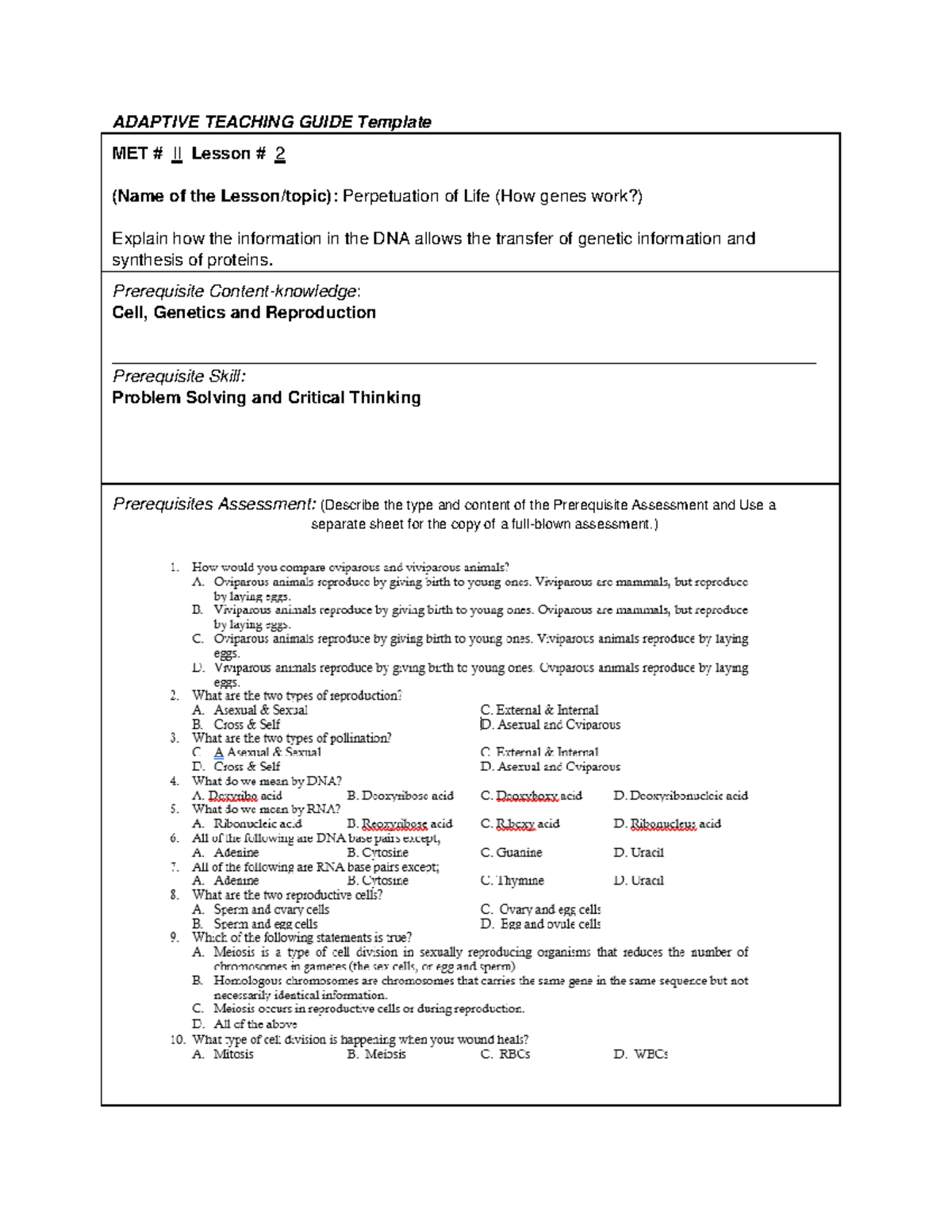 Bueno, August F. Group Darwin - ADAPTIVE TEACHING GUIDE Template MET ...