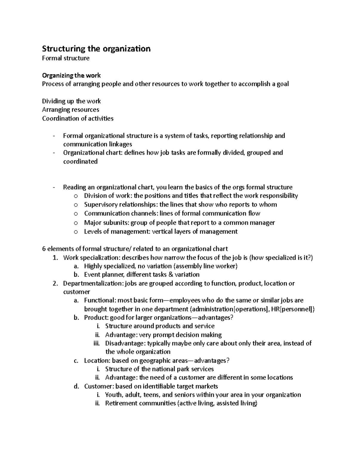 Structuring the organization - Structuring the organization Formal ...