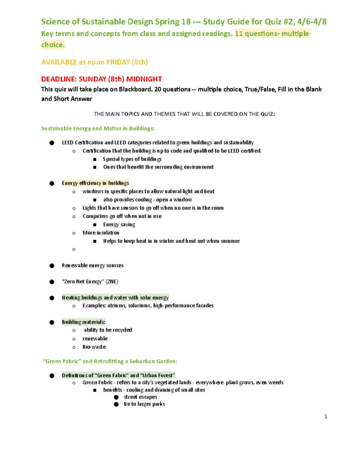 Quiz 2 Spring 2018, questions and answers - Science of Sustainable ...
