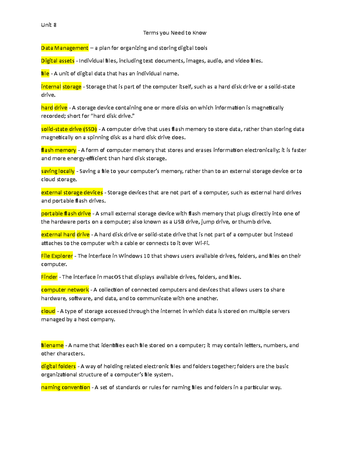 Unit 8 Terms you need to know - Unit 8 Terms you Need to Know Data ...