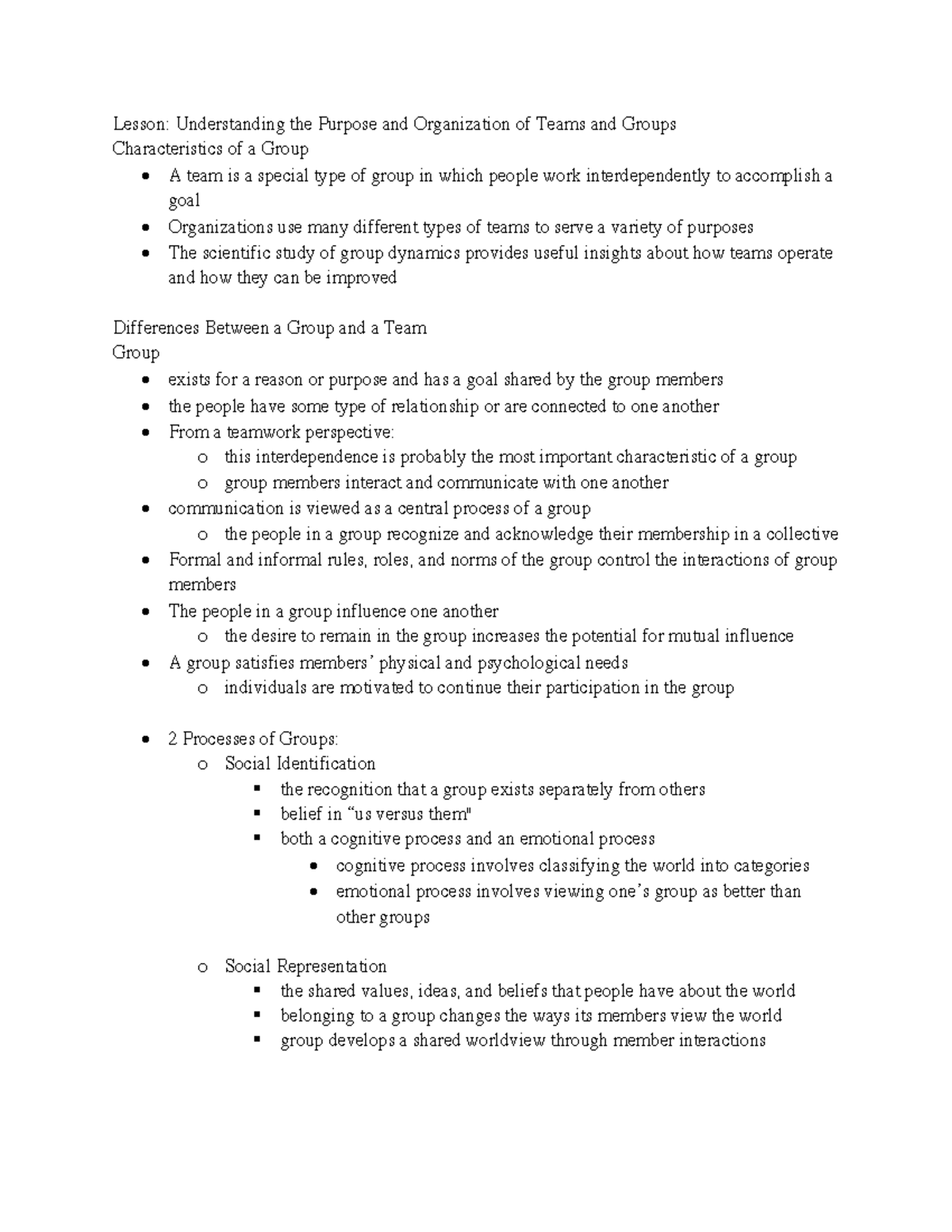Understanding the Purpose and Organization of Teams and Groups - Lesson ...