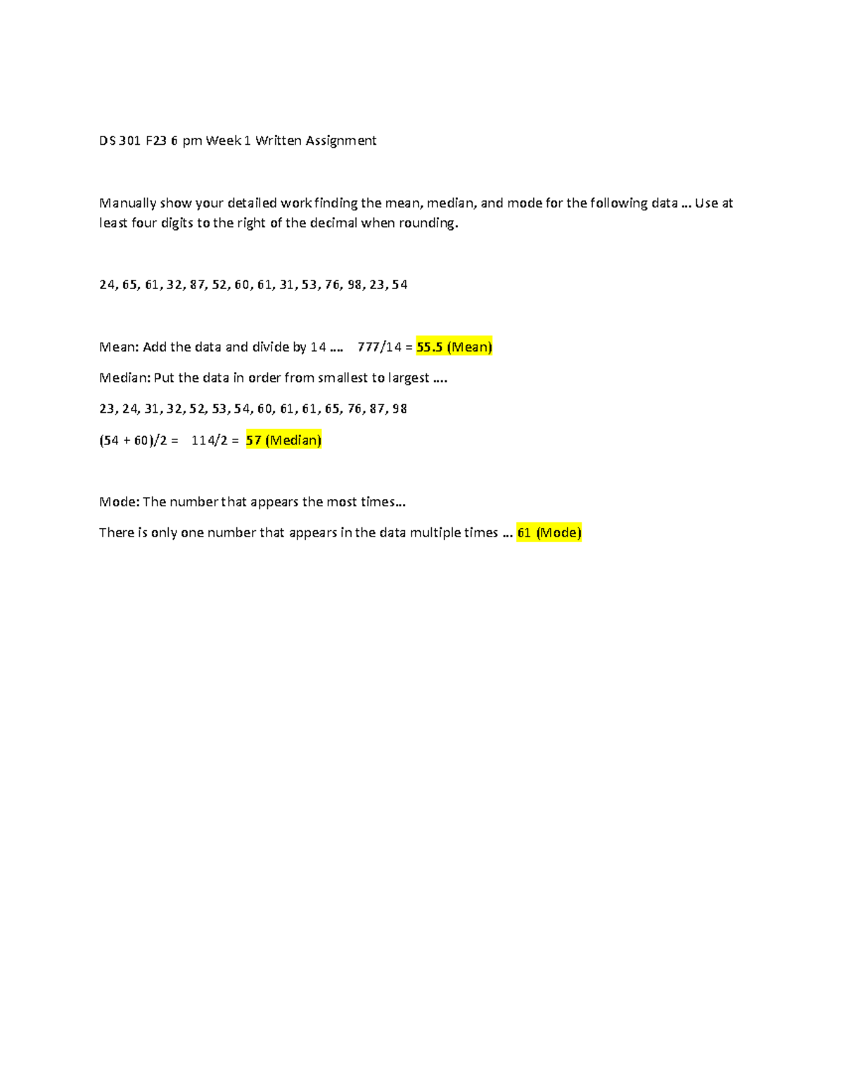 DS 301 F23 6pm Week 1 Written Assignment ans - DS 301 F23 6 pm Week 1 Written Assignment ...