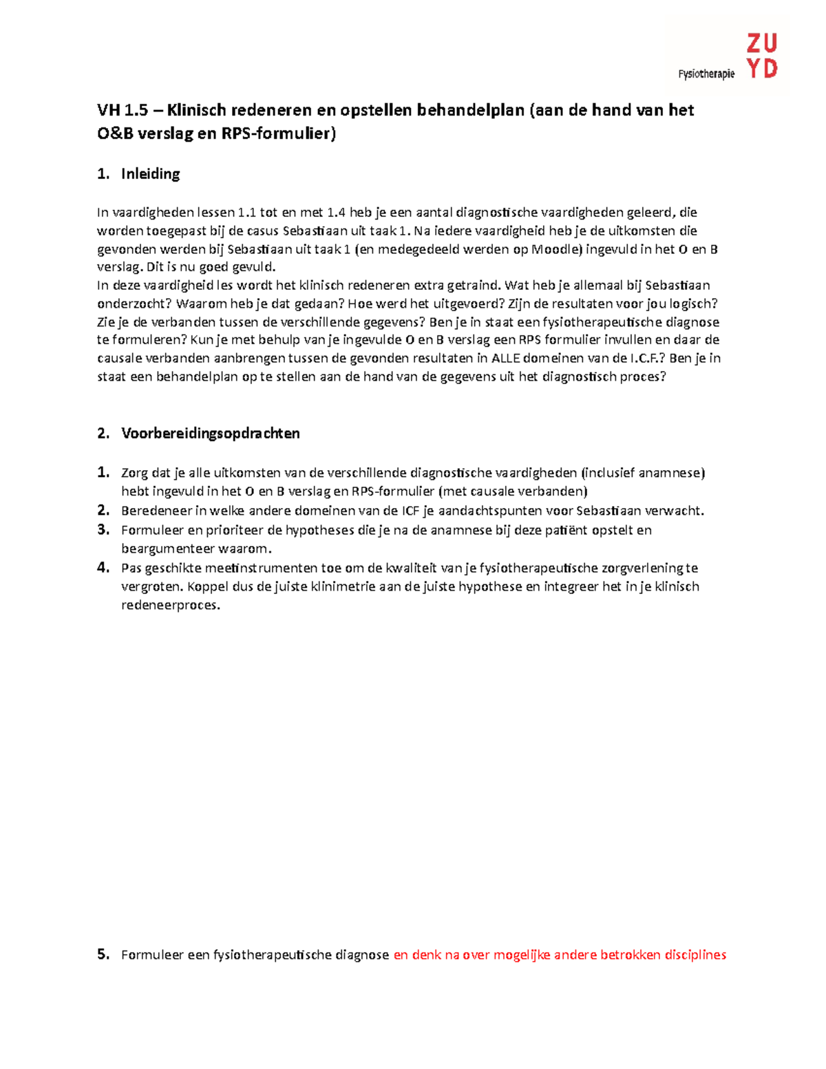 VH 1.5 Klinisch redeneren en opstellen multimodaal en ...