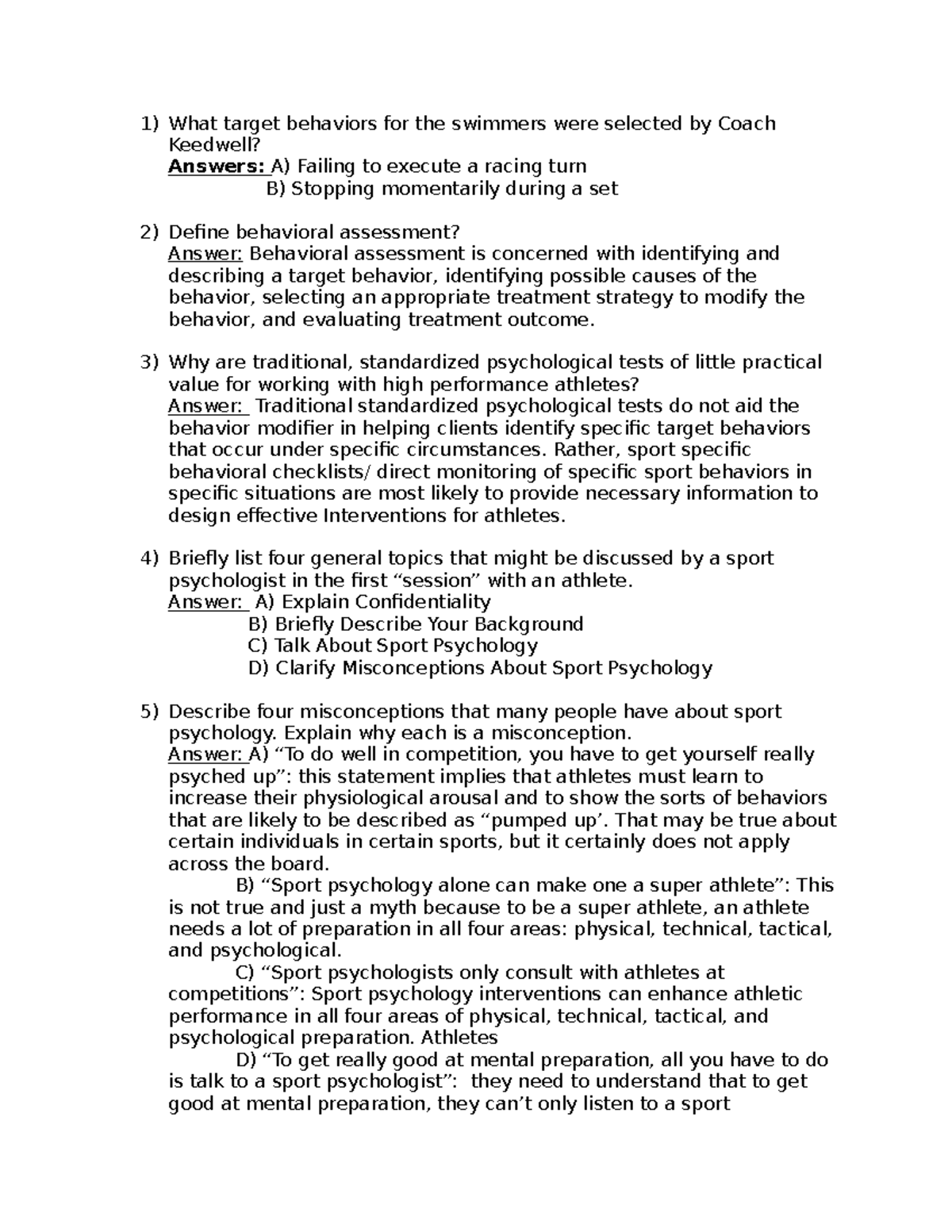 Psychology SQ2 - STUDY QUESTIONS FOR CHAPTER 3 - What target behaviors ...