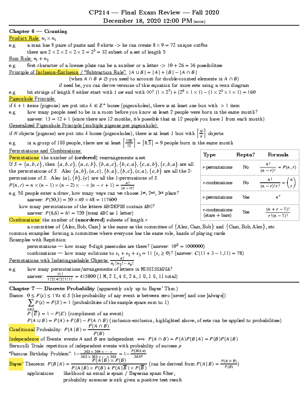 CP214 Exam Review checklist 2020-2021 - CP214 — Final Exam Review ...