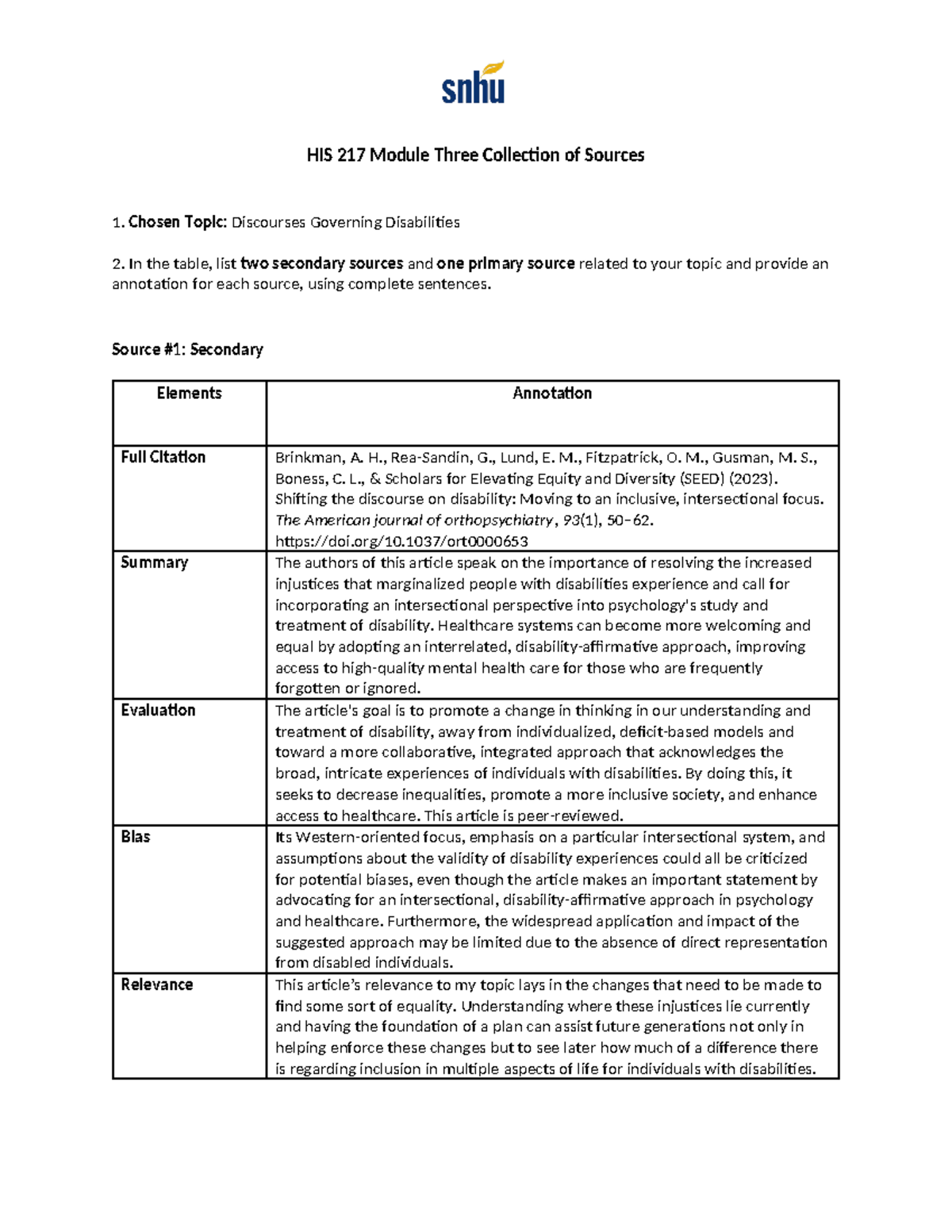 HIS 217 Module Three Collection of Sources - HIS 217 Module Three Collection of Sources Chosen ...