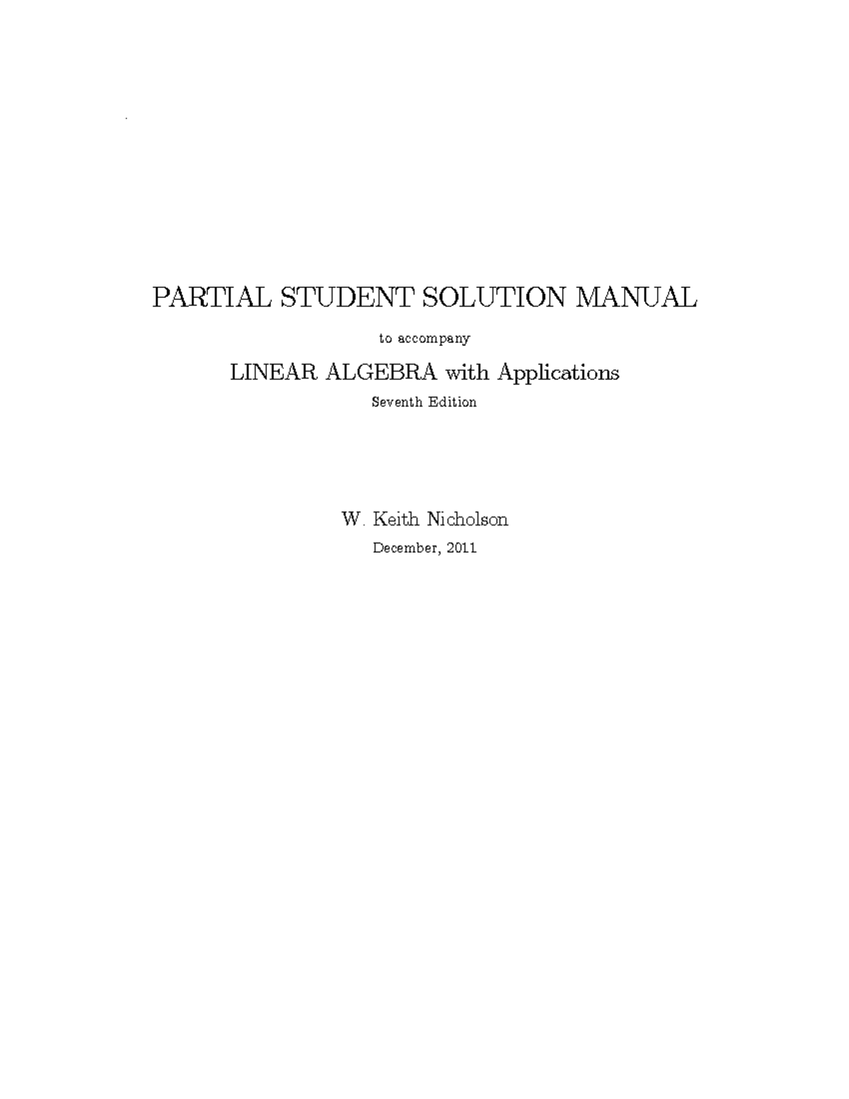 A1 solution book - . PARTIAL STUDENT SOLUTION MANUAL to accompany ...