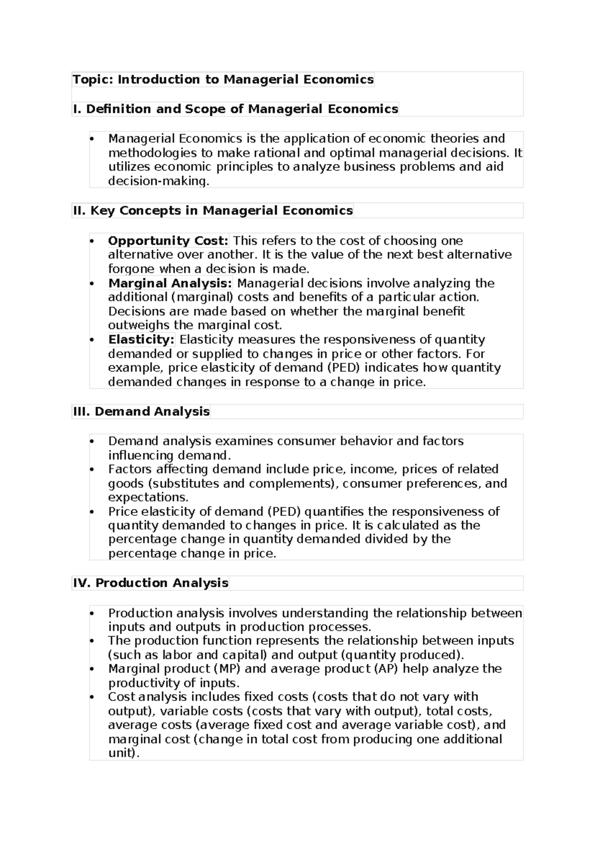 Managerial notes - ECno2014 - Topic: Introduction to Managerial ...