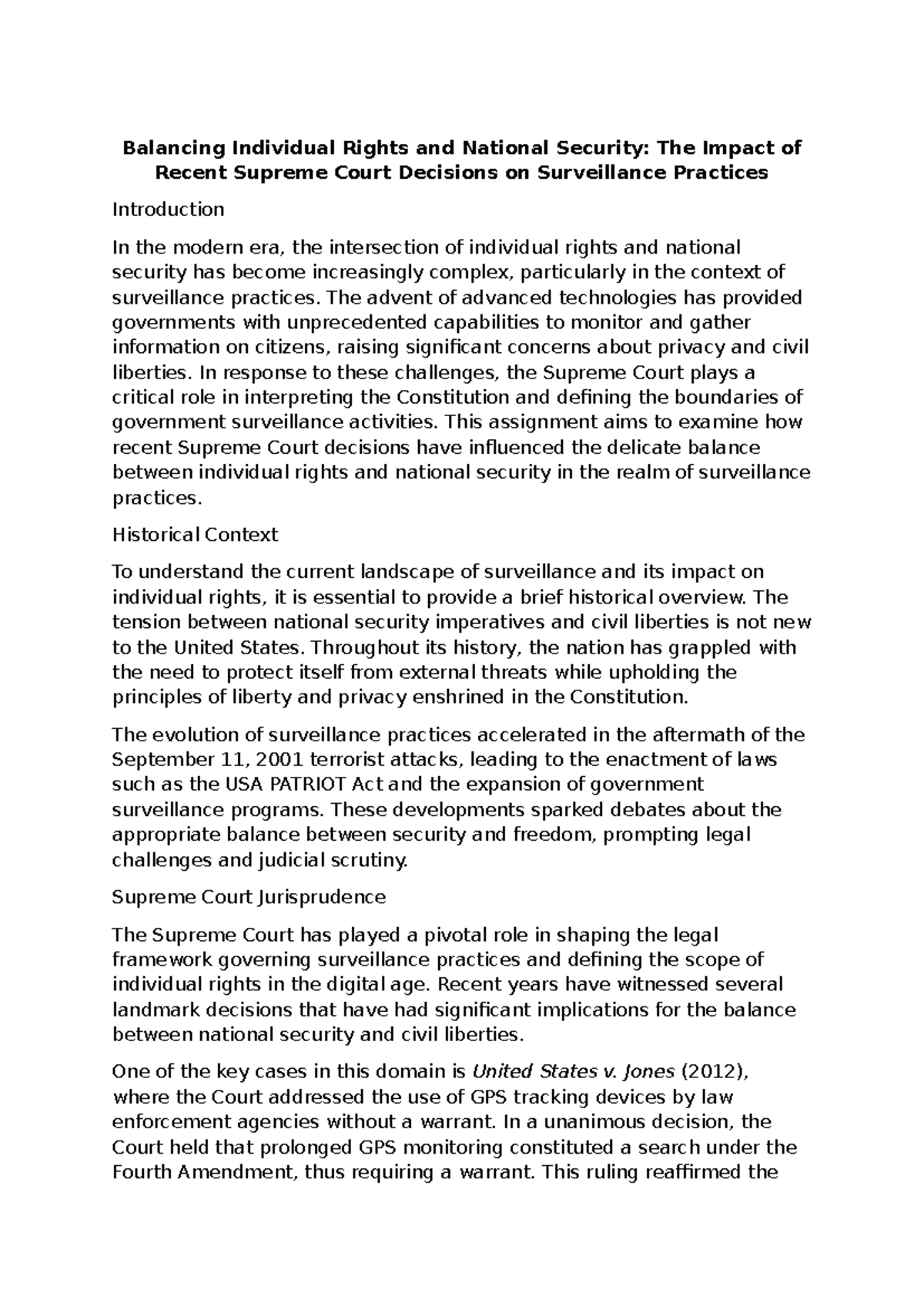 Balancing Individual Rights and National Security - The advent of ...