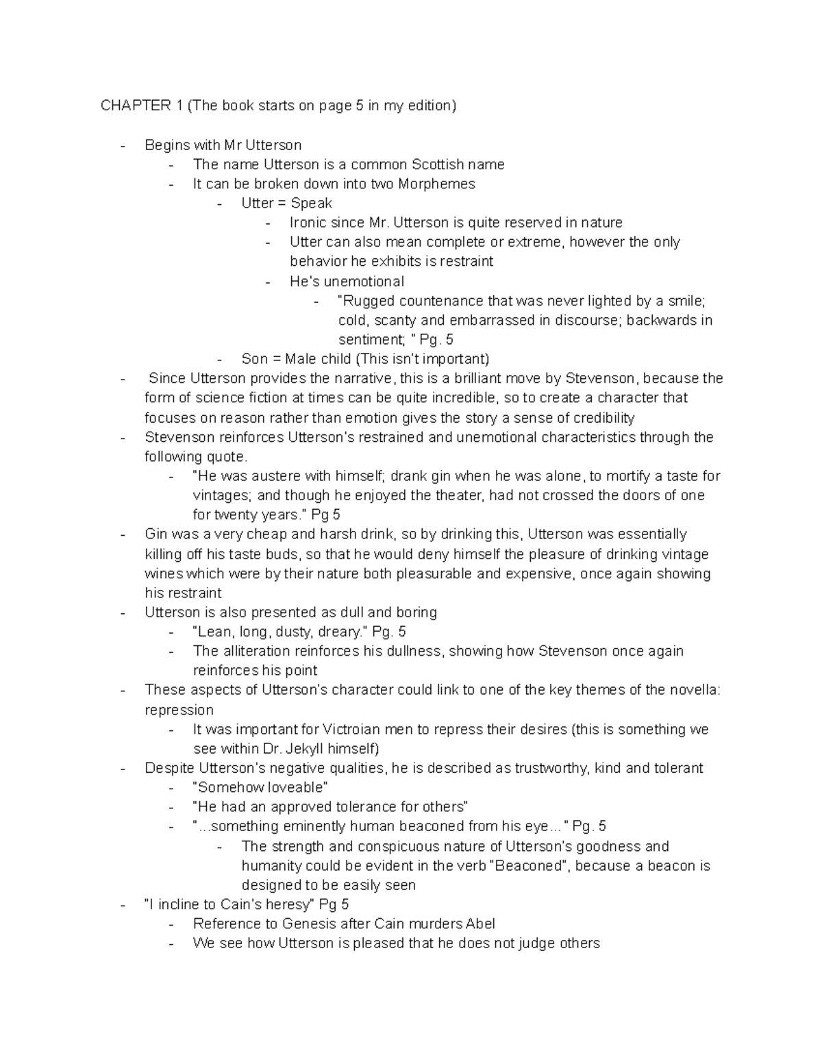 Analysis of Mr. Utterson's Character in Dr. Jekyll and Mr. Hyde - Studocu