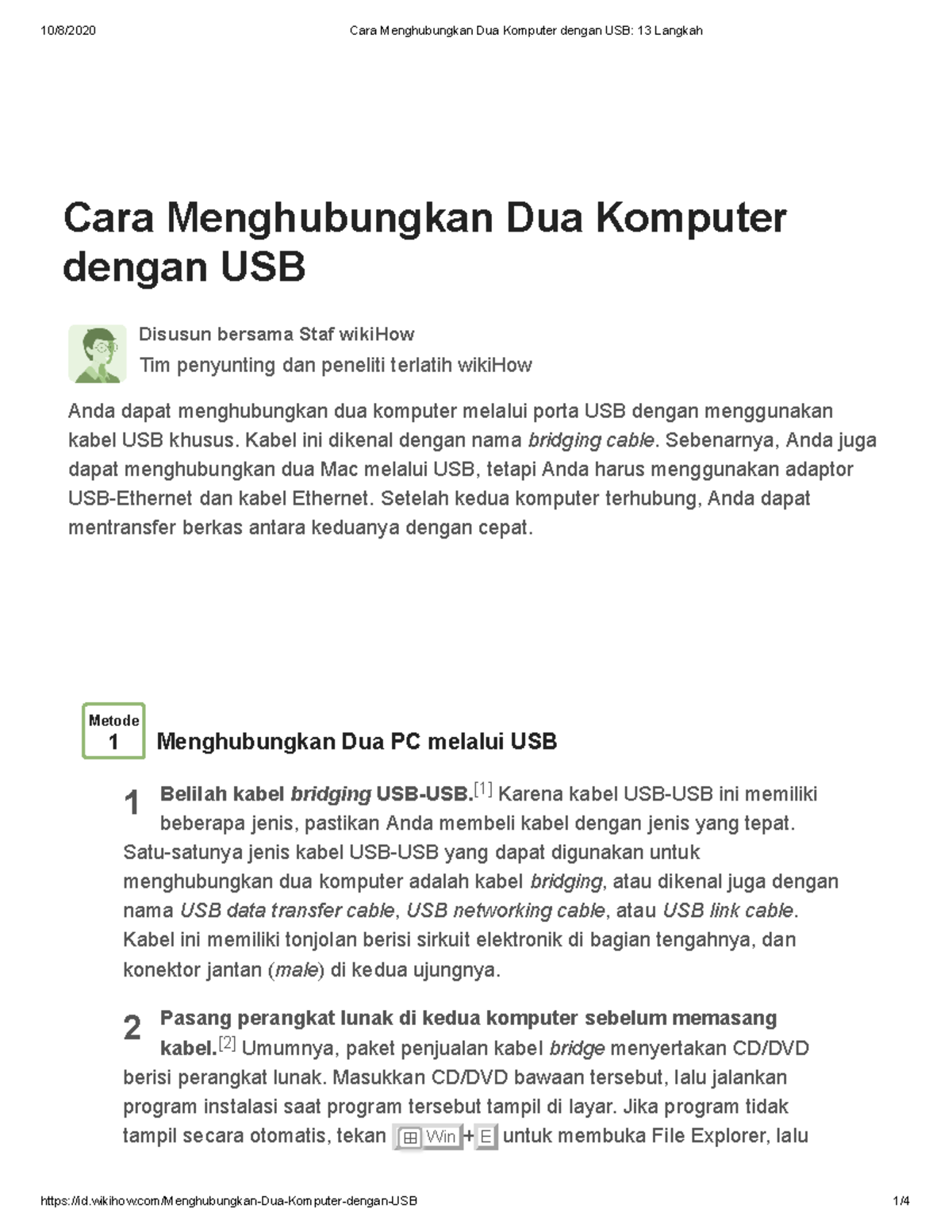 Job 12. Cara Menghubungkan Dua Komputer dengan USB 13 Langkah - Cara ...
