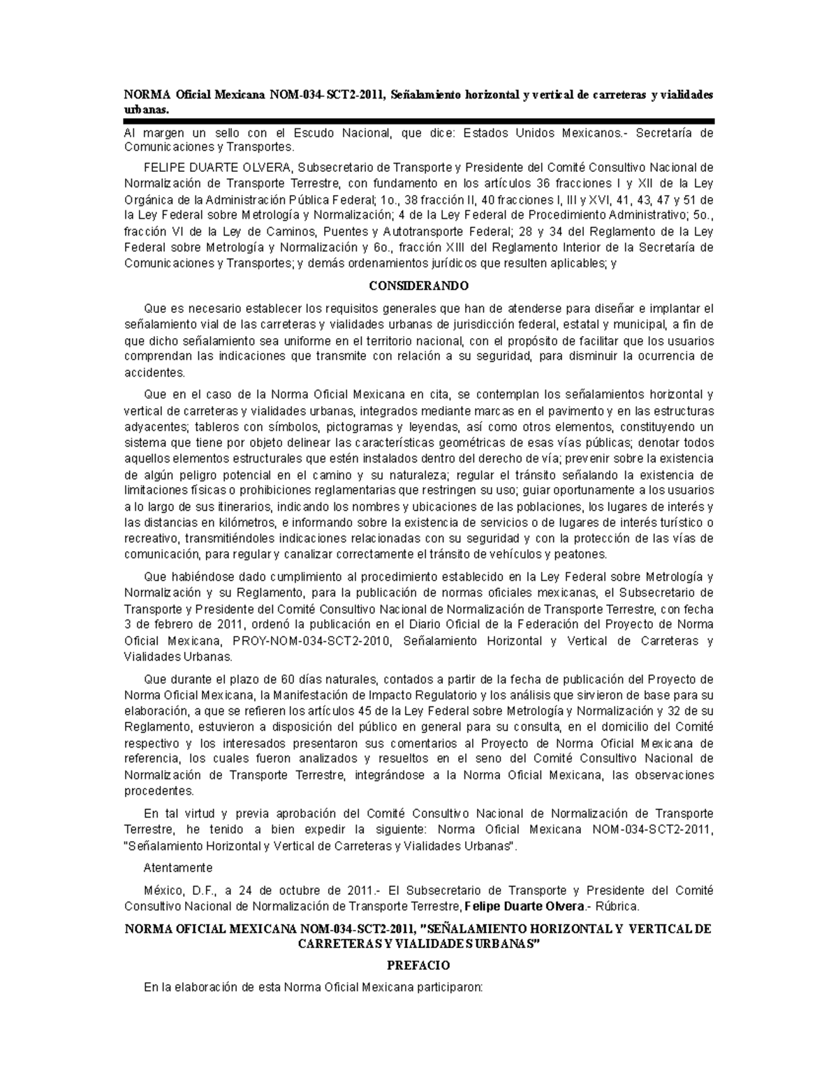 Norma Oficial Mexicana NOM-034-SCT2-2011 - NORMA Oficial Mexicana NOM ...