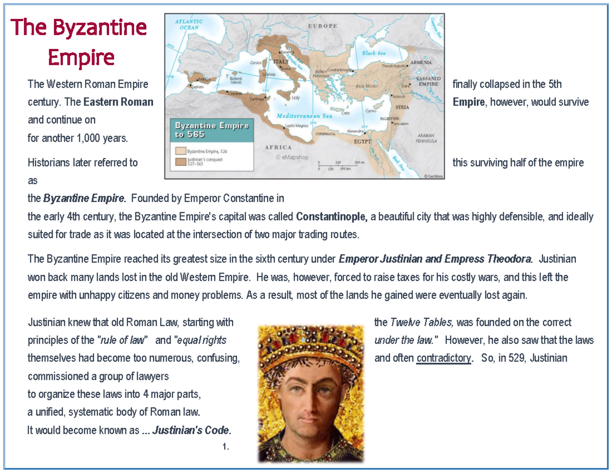 Byzantine Empire - Overview ^M Adapted - The Western Roman Empire ...