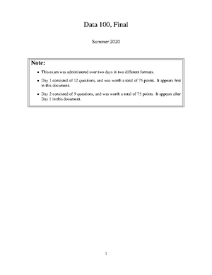 Data100 sp19 final sol - abc - Data 100 & 200A Principles and ...