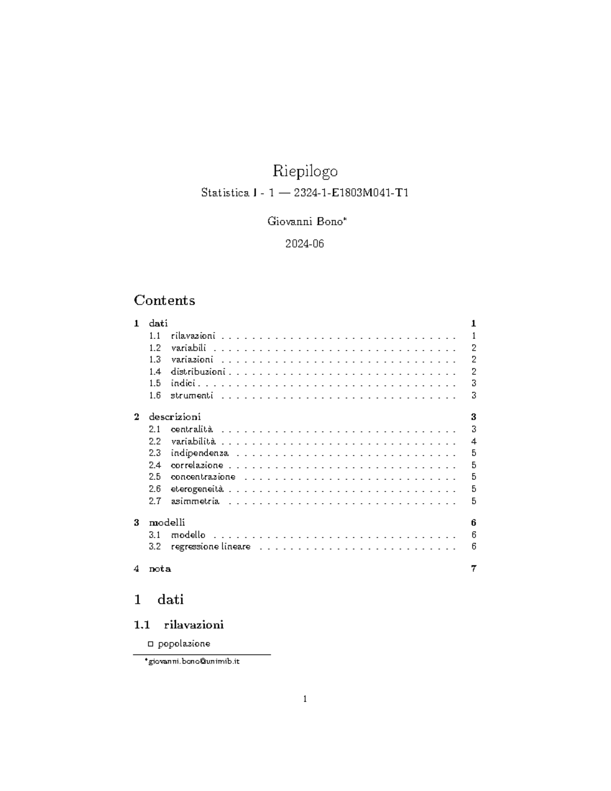 Statistica esame - Argomenti trattati dal prof bono - Riepilogo ...
