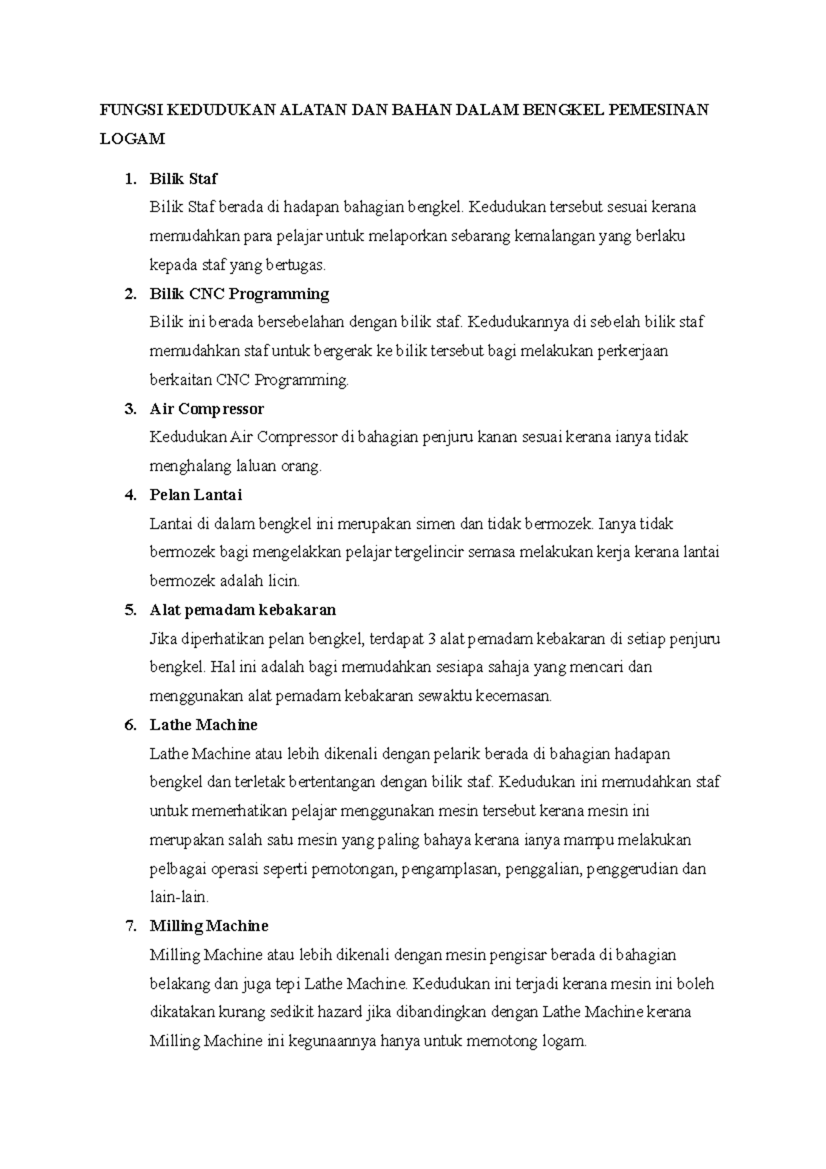 Fungsi Bengkel Osha - FUNGSI KEDUDUKAN ALATAN DAN BAHAN DALAM BENGKEL ...