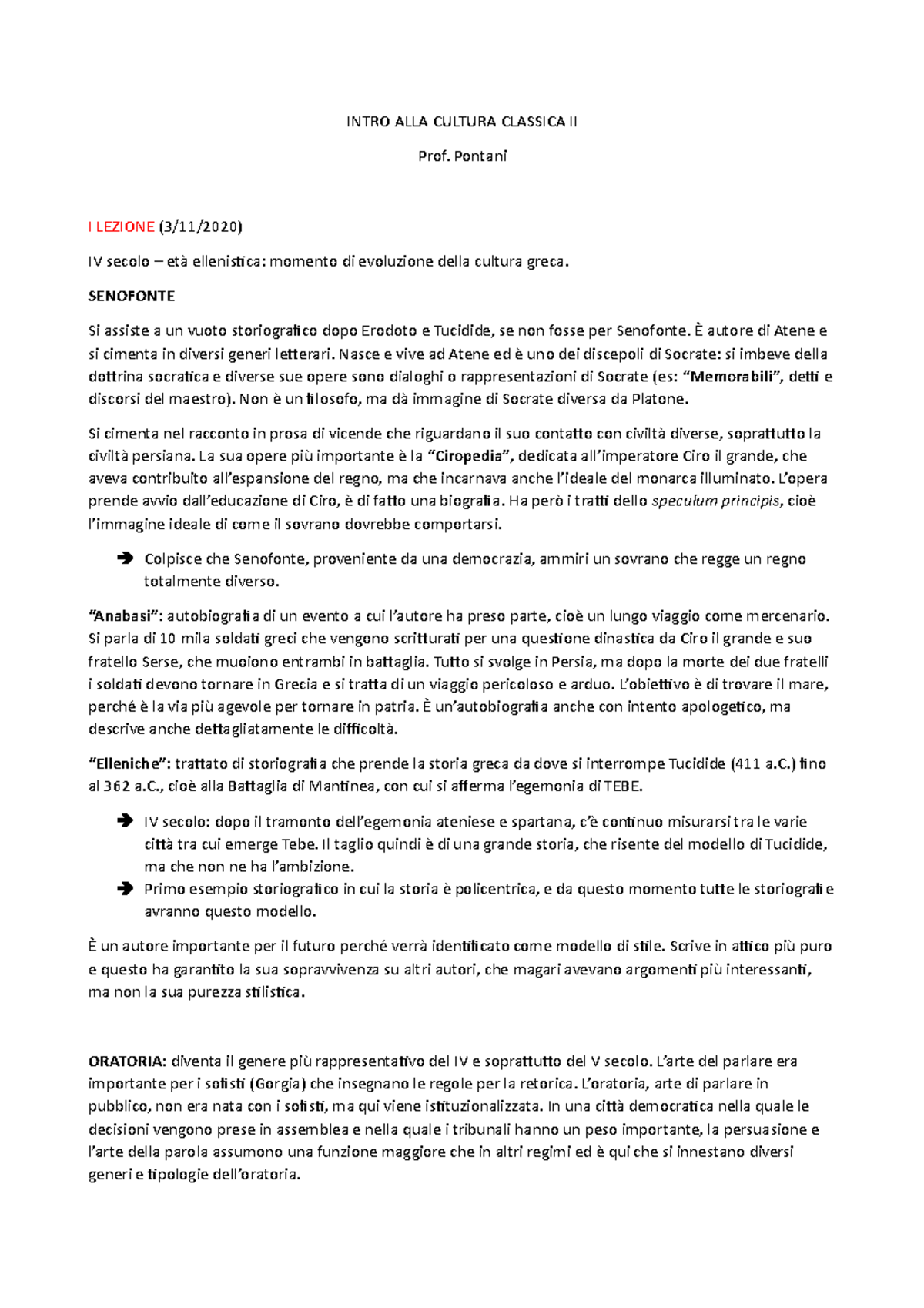 Intro alla Cultura Classica II - INTRO ALLA CULTURA CLASSICA II Prof ...