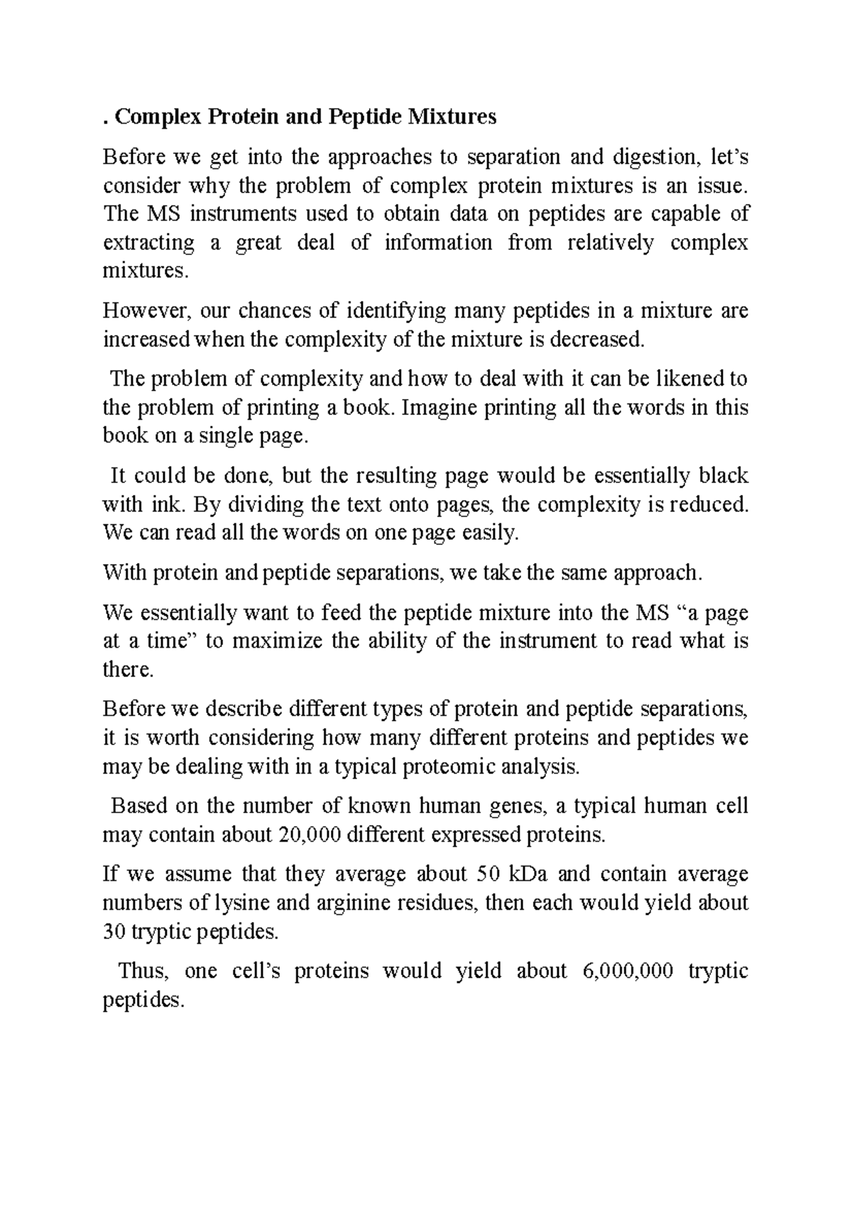 Complex Protein and Peptide Mixtures - Complex Protein and Peptide ...