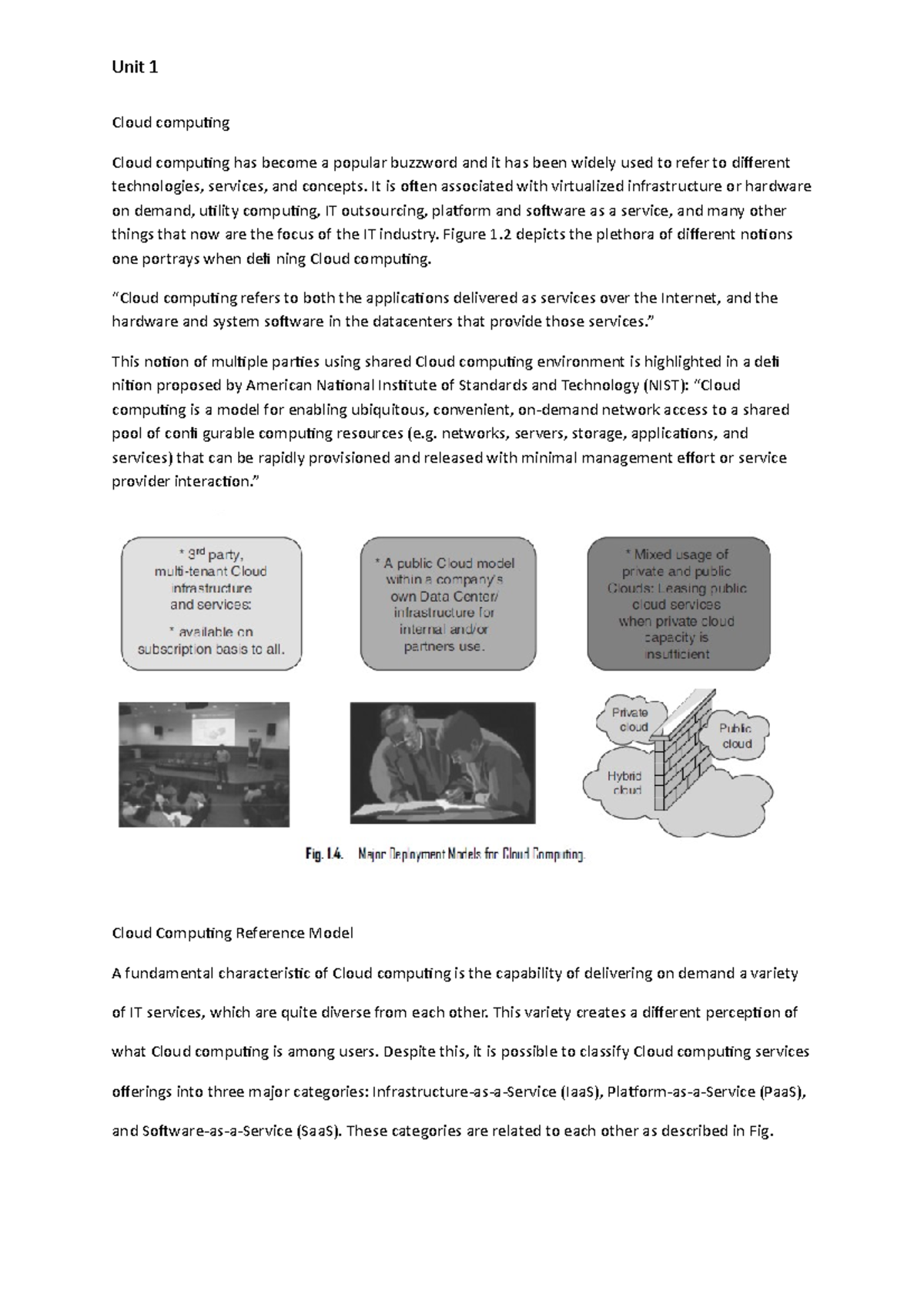 Unit 1 - cloud platforms - Unit 1 Cloud computing Cloud computing has ...