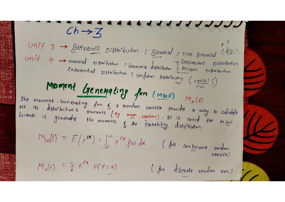 UNIT 3 MTH 302 - unit 3 notes - Ch 3 , unit 3 Bernoulli Distribution ...