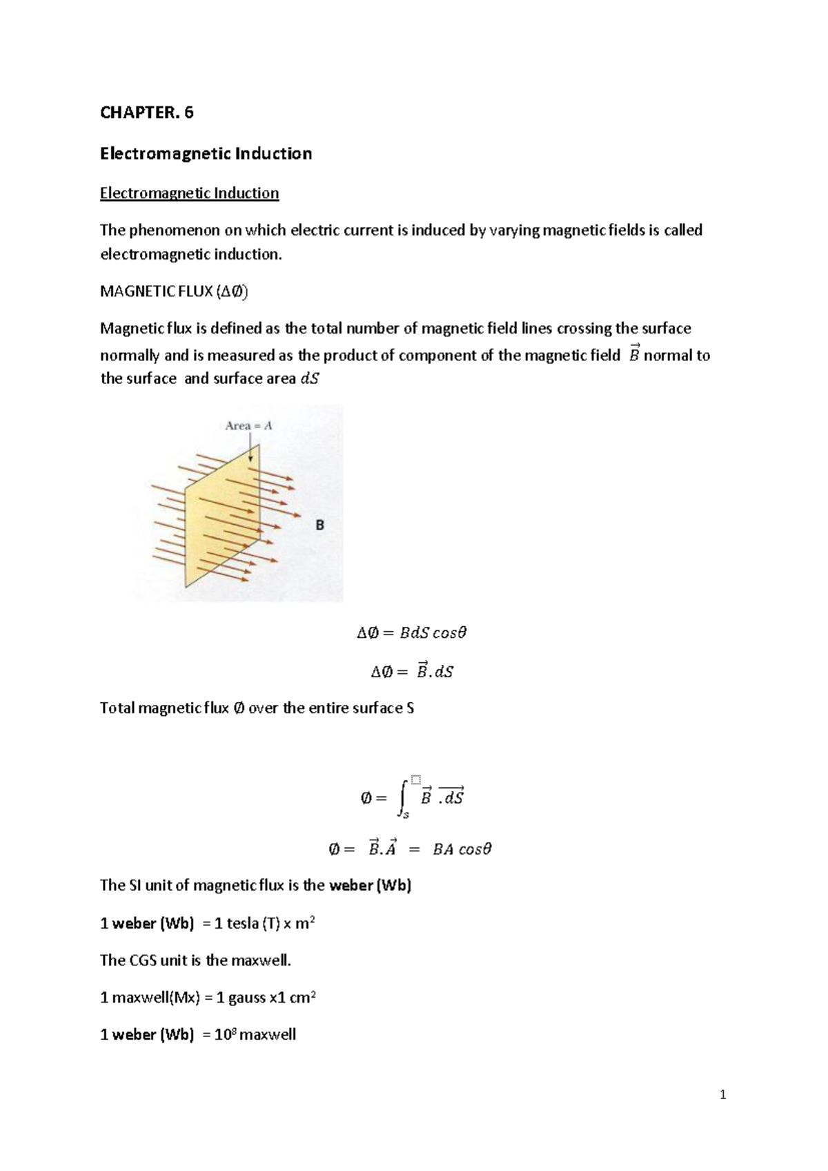 Electromagnetic Induction 2024-25 - CHAPTER. 6 Electromagnetic ...
