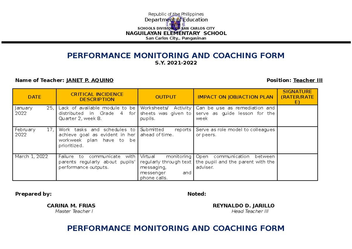 Coaching-FORM1 2021-2022 - Department of Education Region I SCHOOLS ...