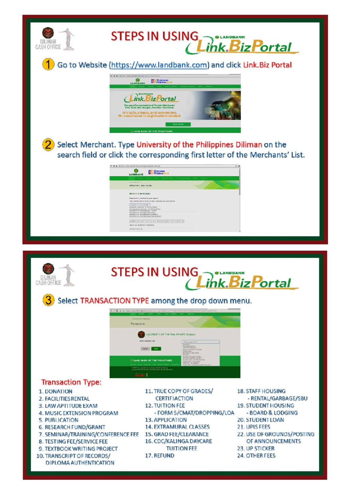 Steps Payment Link Biz - asas - STEPS IN USING LANDBANK DILIMAN CASH ...