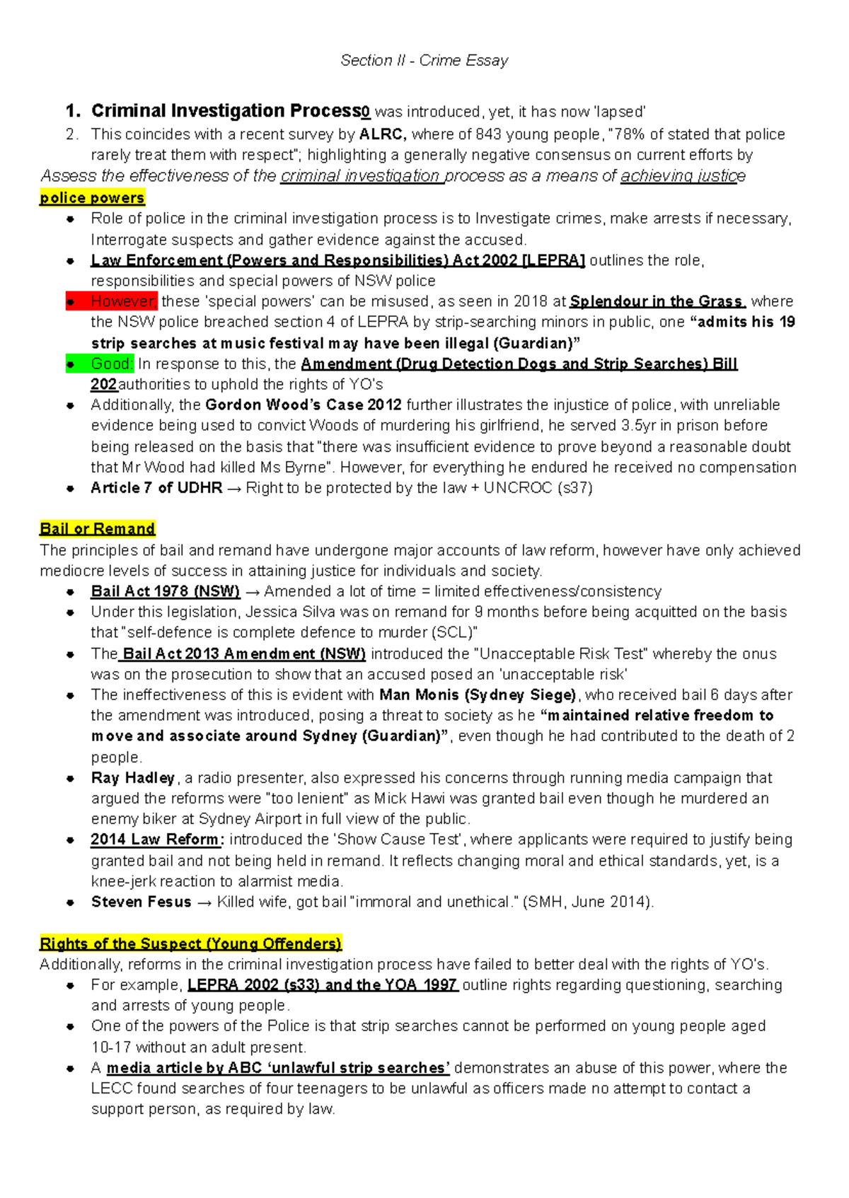 Crime-essay-plans - Crime Essay notes - 1. Criminal Investigation ...