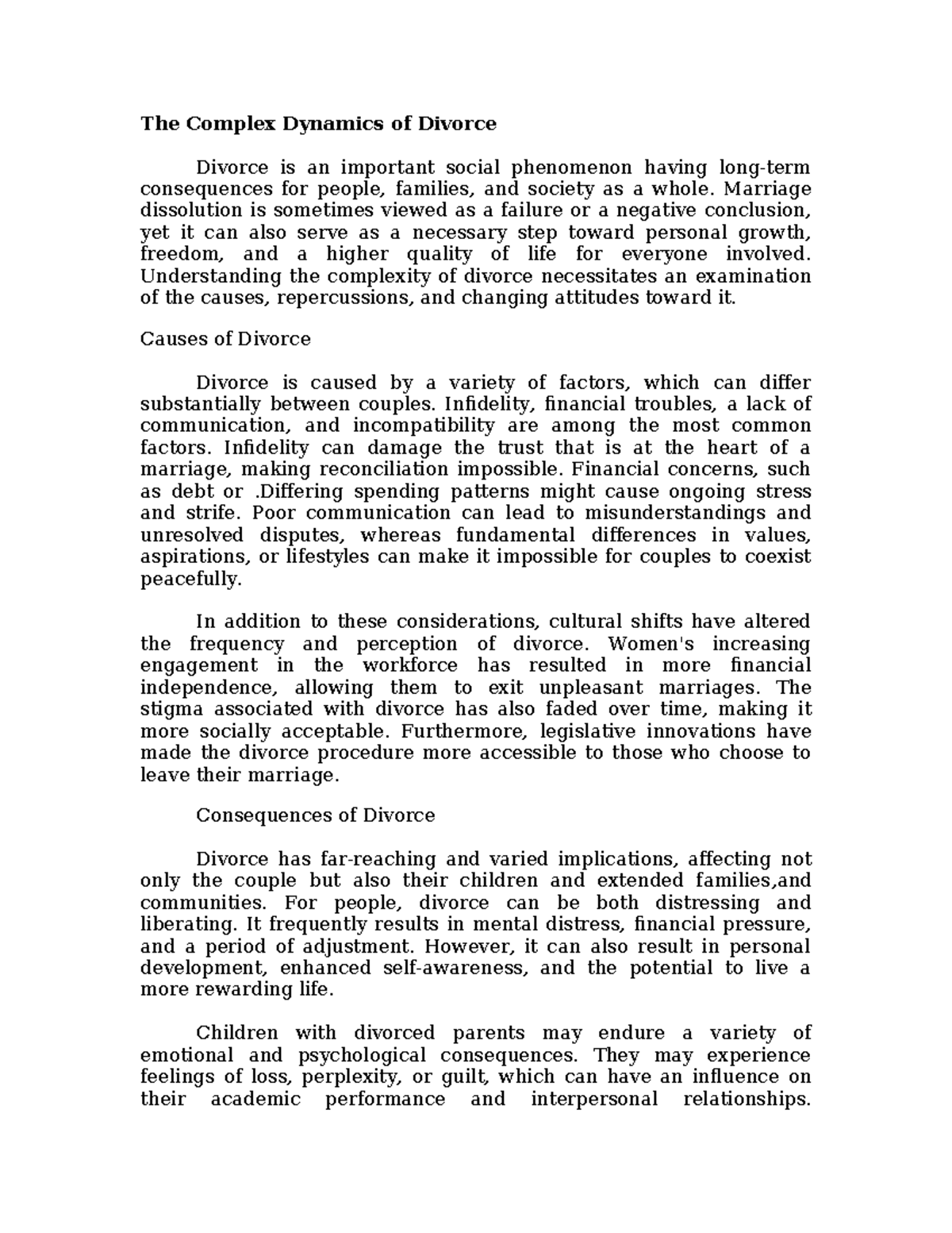 The Complex Dynamics of Divorce - The Complex Dynamics of Divorce ...