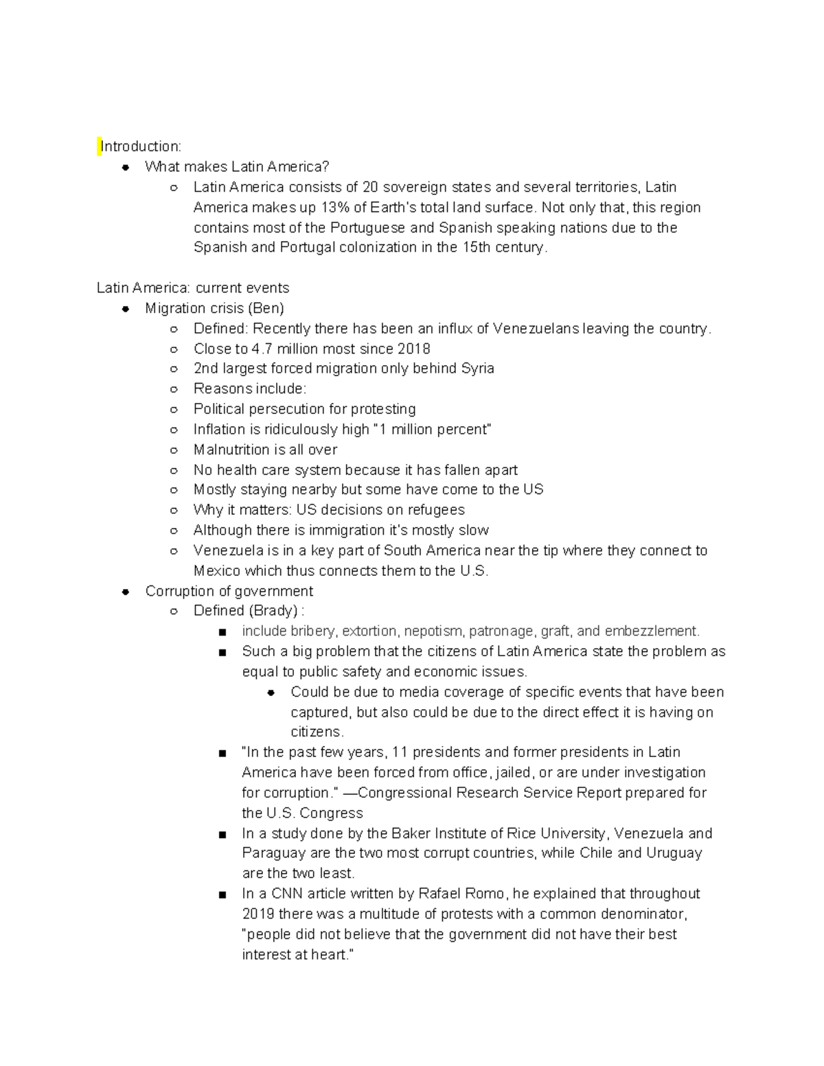 The world Since 1945 Latin America news outline - Introduction: What ...