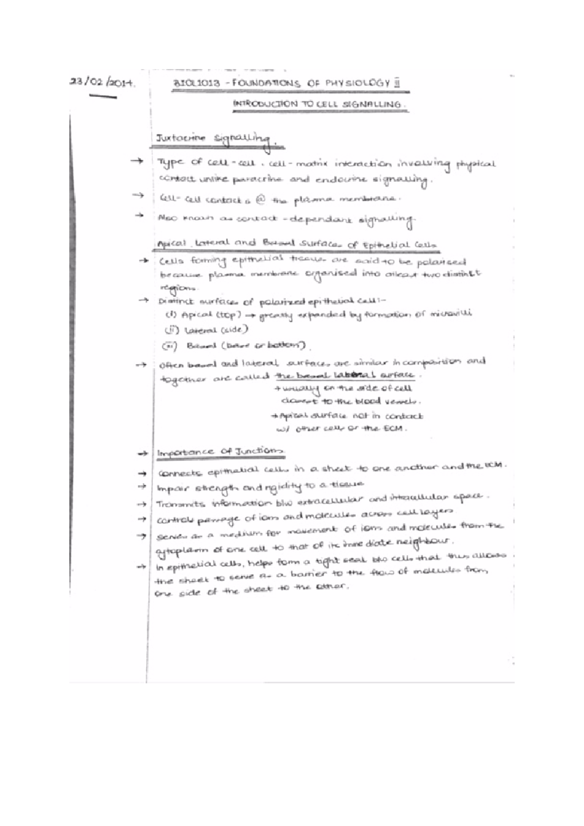 Lecture Notes Lectures 1 4 Introduction To Cell Signalling