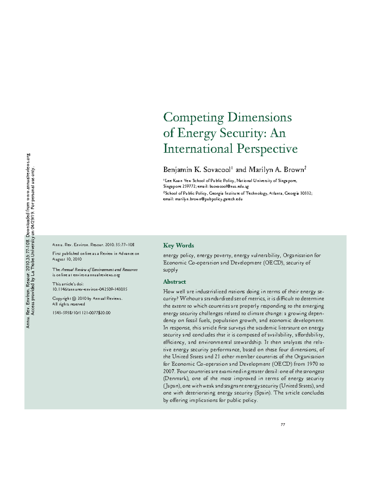 Competingdimensions of energy security - Competing Dimensions of Energy ...
