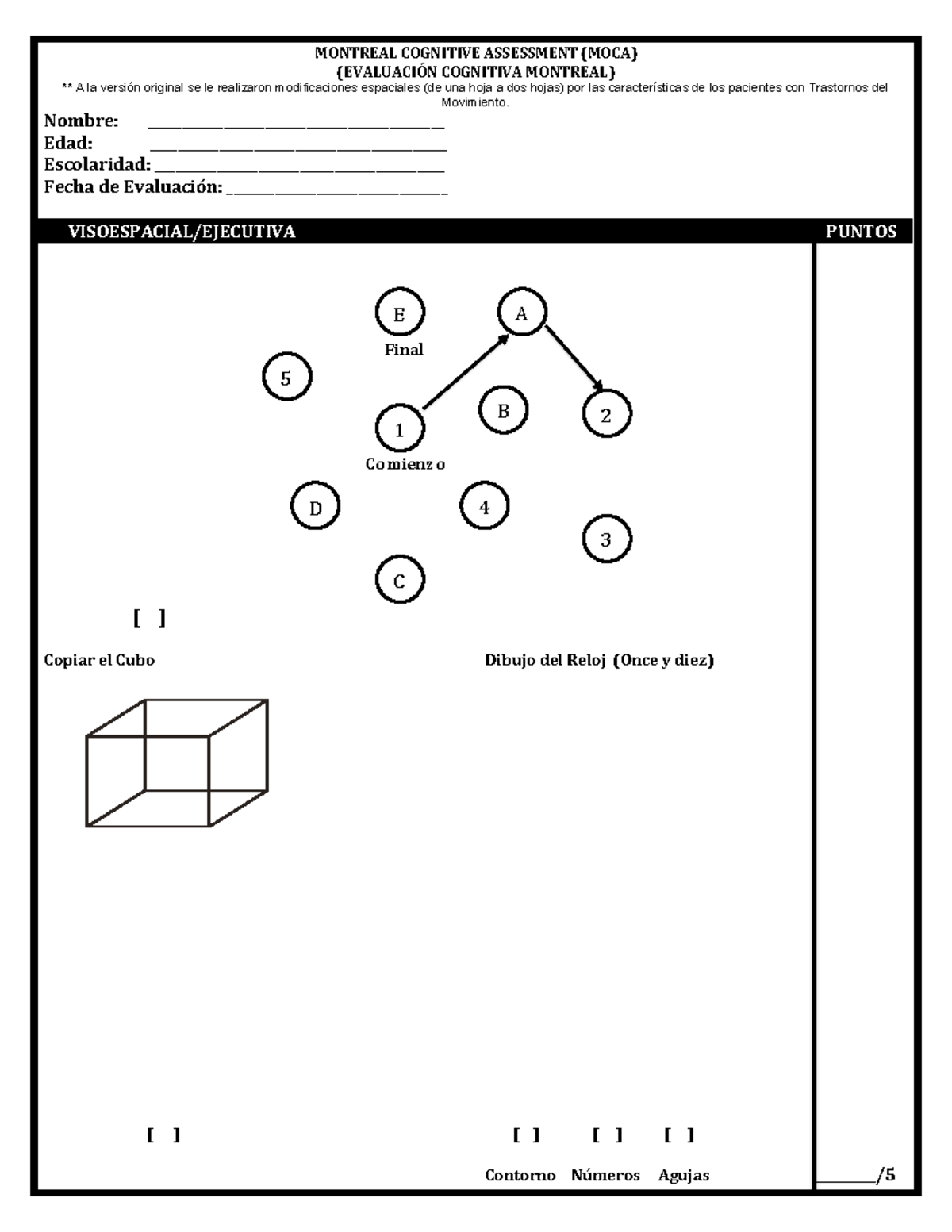 TEST MOCA - Test - **MONTREAL鈀 COGNITIVE鈀 ASSESSMENT鈀 (MOCA)鈀 ** - Studocu