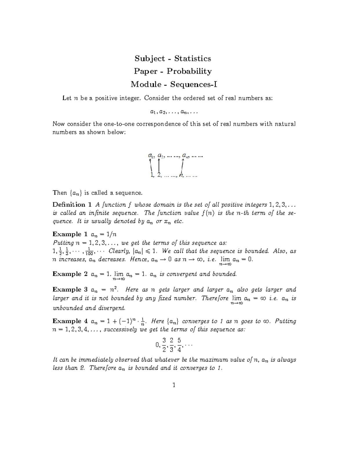 Concept Of Sequences-1 - probability 1 - Studocu