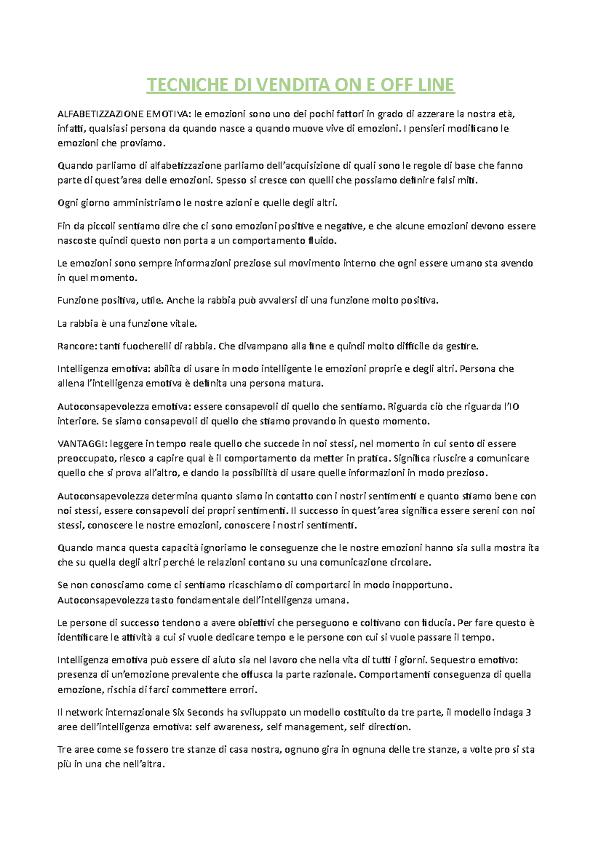 Tecniche DI Vendita ON E OFF LINE - TECNICHE DI VENDITA ON E OFF LINE ...