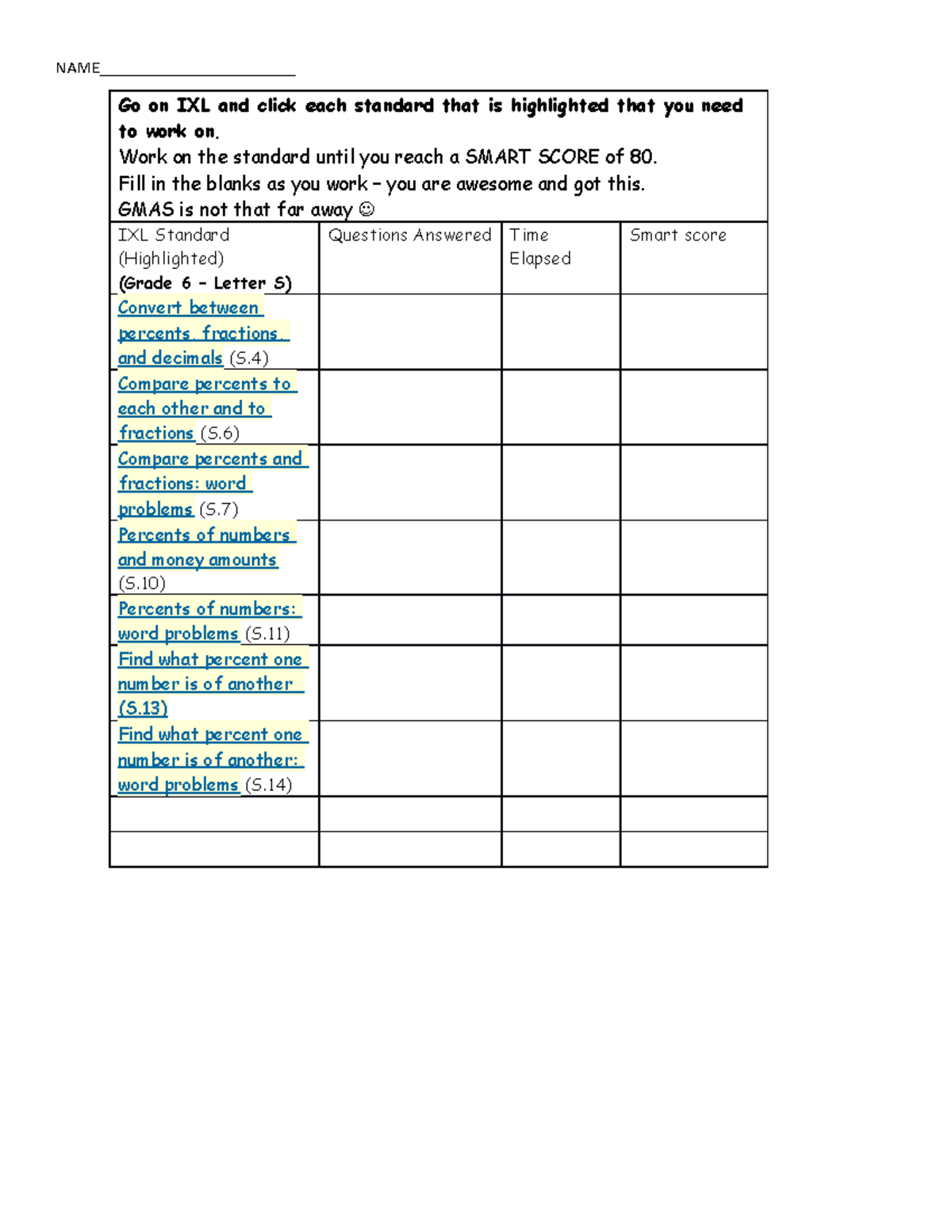 Carter Mundy - IXL Percents Practicesheet - NAME ...