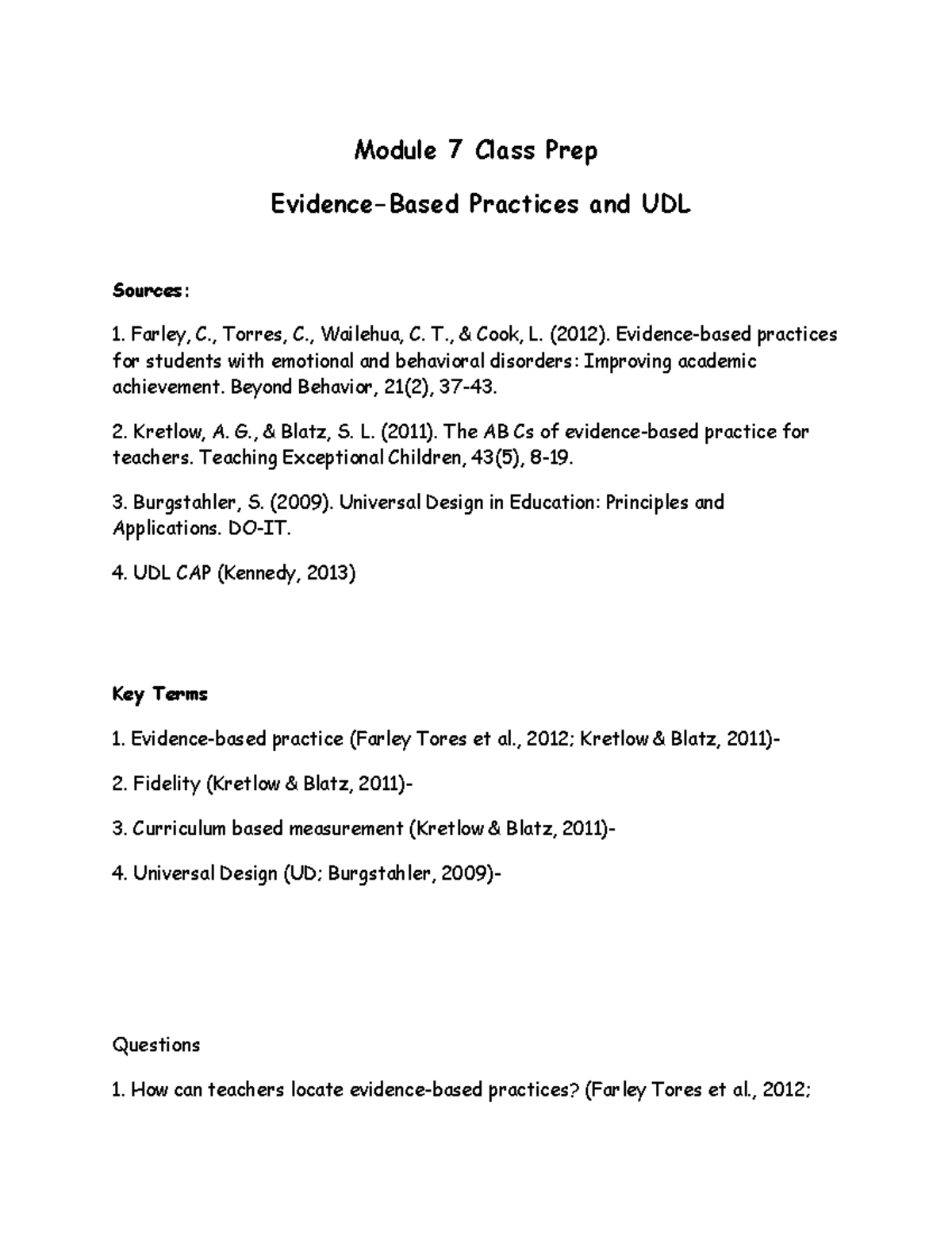Module 7 Class Prep - Dr. Walters - Module 7 Class Prep Evidence-Based ...