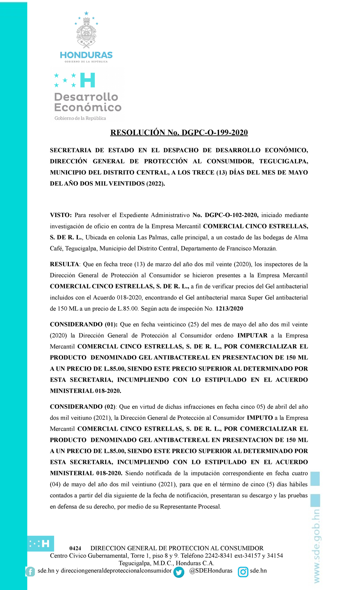 EXP. DGPC-D-102-2020 - Resolución POR Confeso - RESOLUCIÓN No. DGPC-O ...