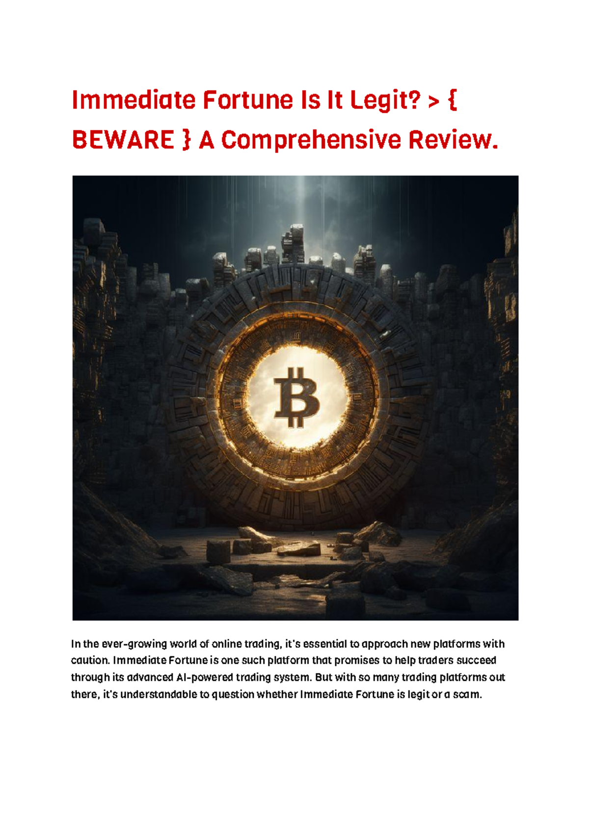 Immediate Fortune Is It Legit { Beware } A Comprehensive Review ...