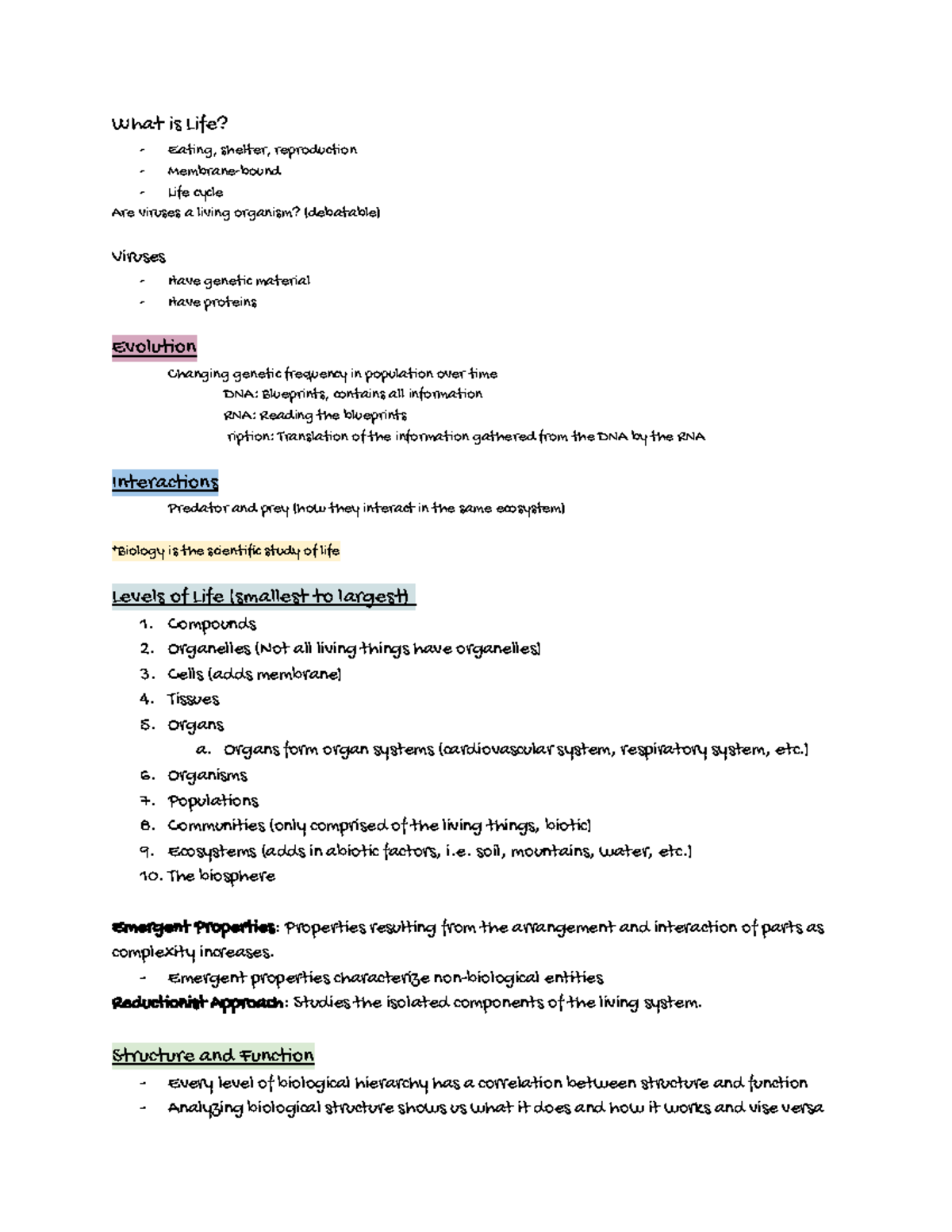 Chapter 1 Notes - Principles of Biology 140 with Mr. James Boudreau ...