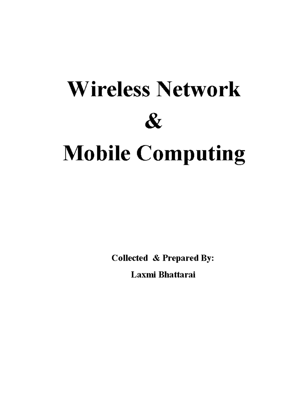 Wireless Network And mobile computing - Wireless Network & Mobile Computing Collected & - Studocu
