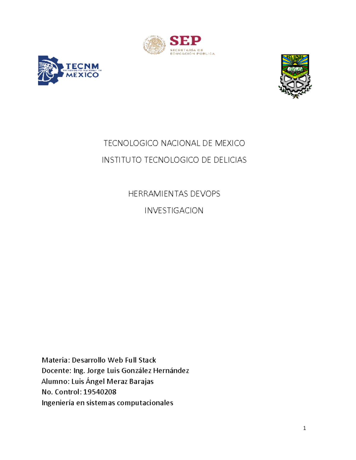 Herramientas Devops - TECNOLOGICO NACIONAL DE MEXICO INSTITUTO ...