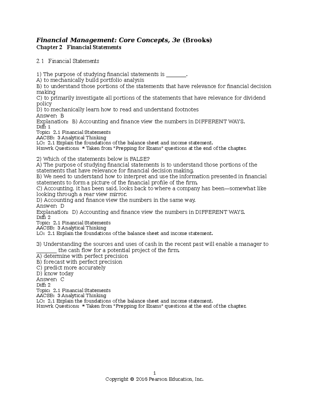 Chapter 02 - notes - Financial Management: Core Concepts, 3e (Brooks ...