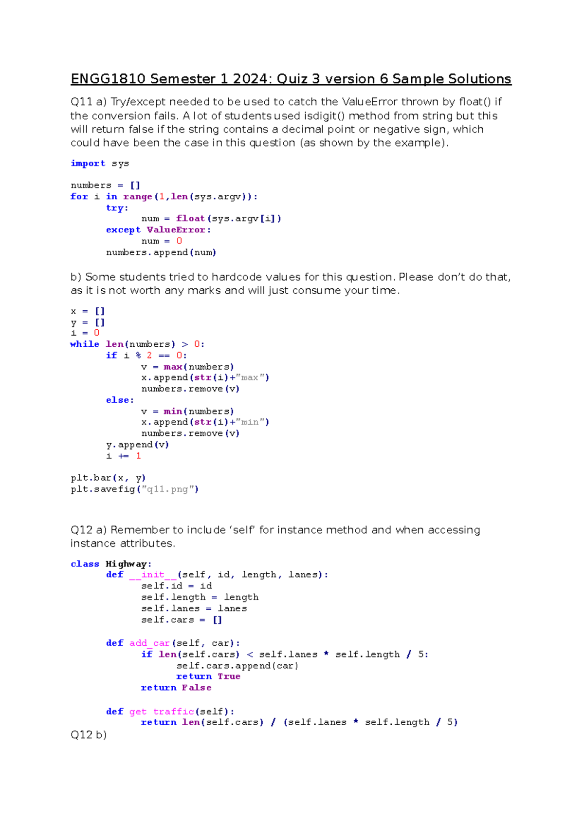 Version 6 Sample Solutions - ENGG1810 Semester 1 2024: Quiz 3 version 6 ...