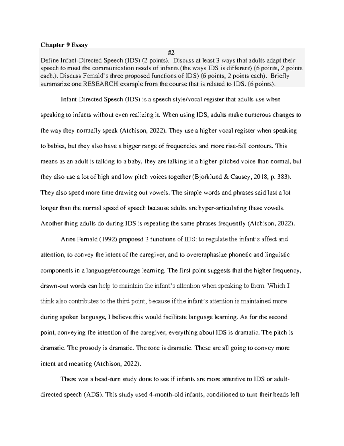 Chapter 9 Essay - Dr. Kristin Atchison - Chapter 9 Essay # Define ...