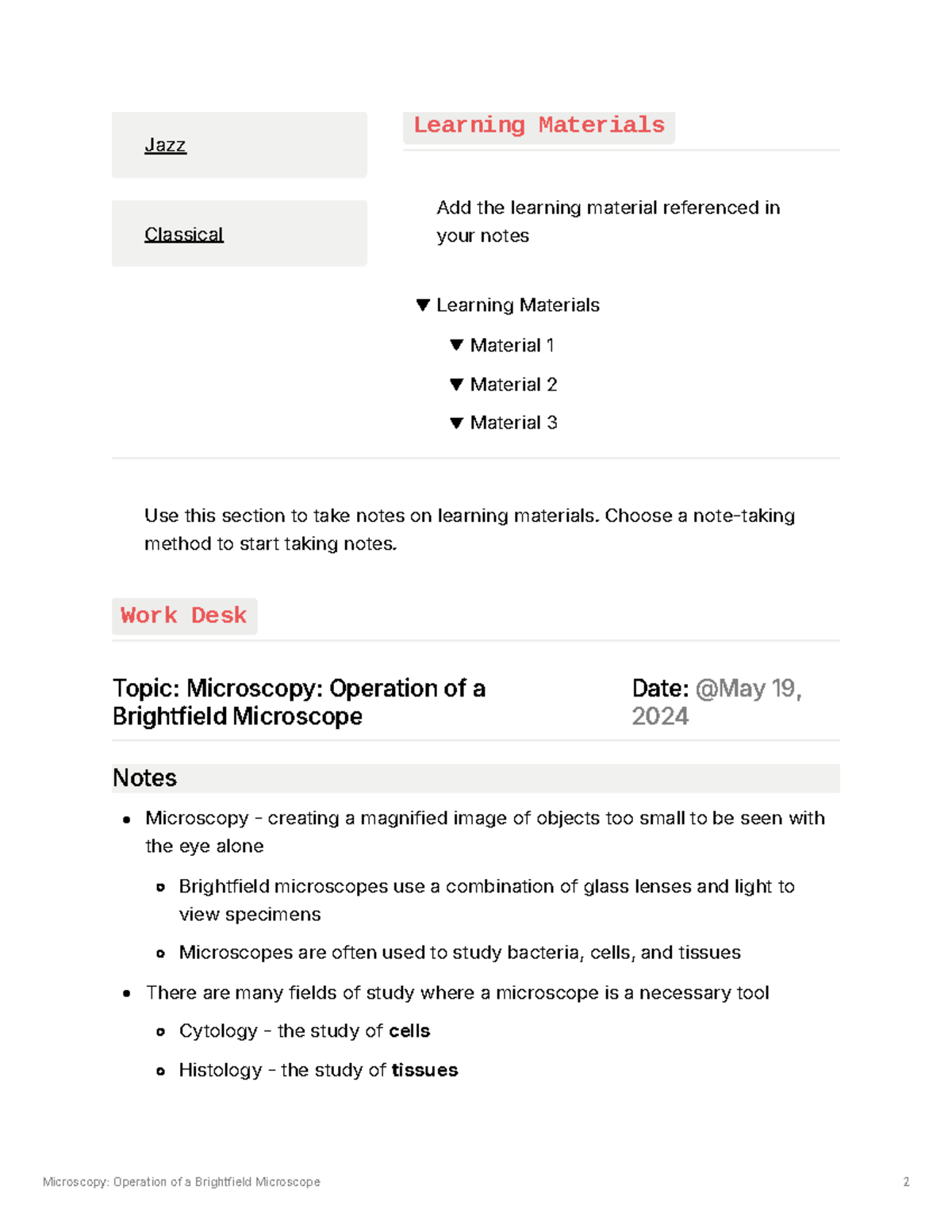 microscope notes - Microscopy: Operation of a Brightfield Microscope 2 ...